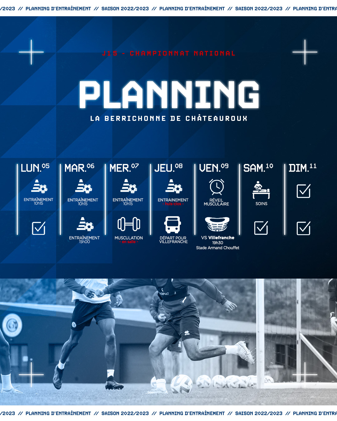 Le planning de la semaine - La Berrichonne Football